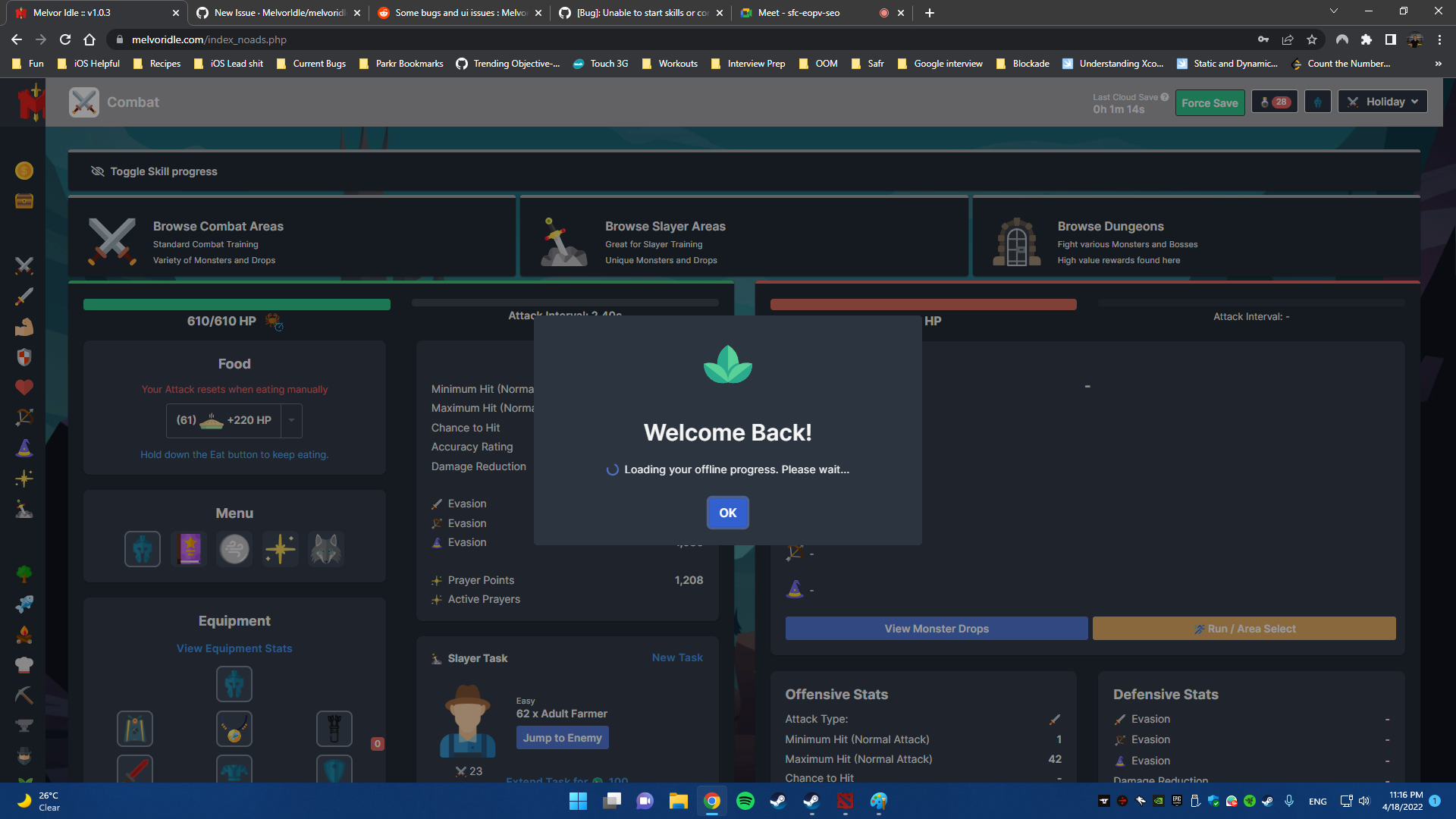 [Bug]: Stuck on loading offline progress and cant do anything · Issue #2410 · MelvorIdle ...