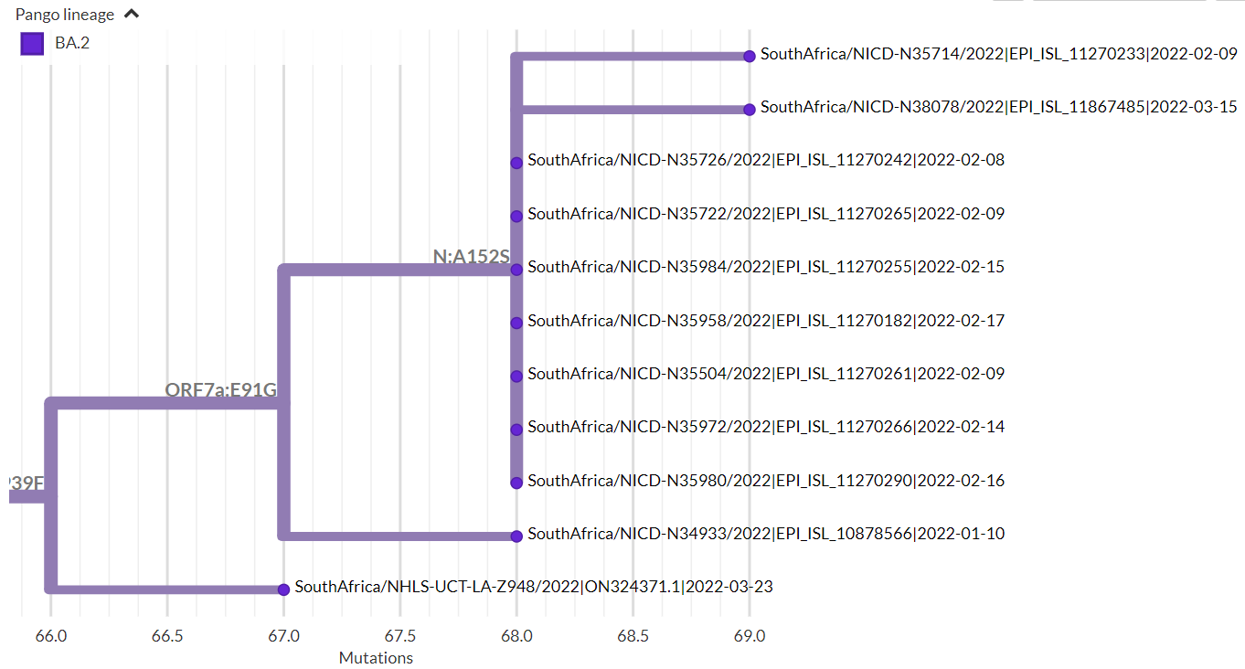 2nd-Generation BA.2 Saltation Lineage, >30 spike mutations (3 seq, 2 ...
