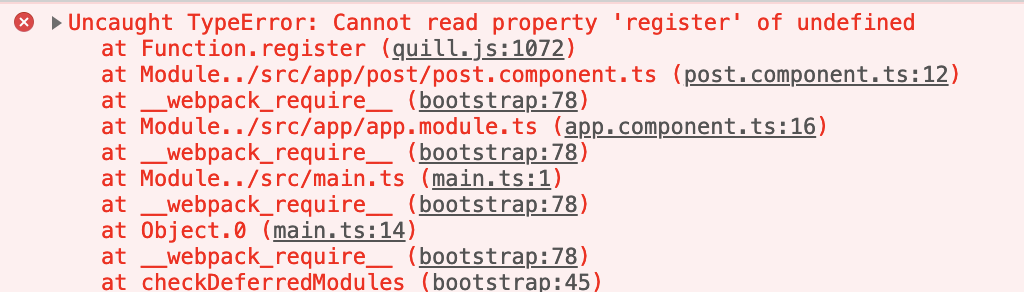 Custom Modules, using Quill.register() saying cannot read property 'register' of undefined ...