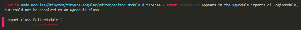 TS-996002 error when using ivy compiler · Issue #109 · tinymce/tinymce-angular · GitHub