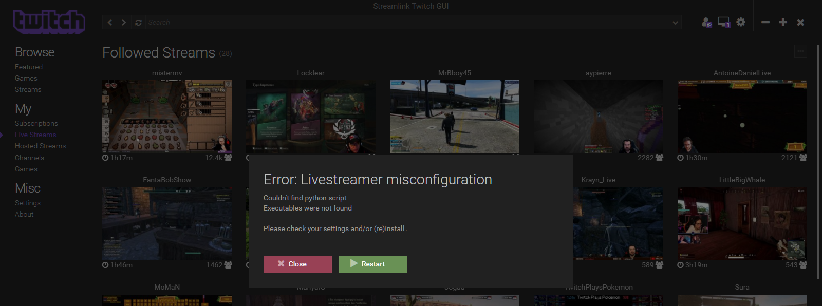 Cannot Read Property Killedof Undefined 😢 · Issue 679 · Streamlinkstreamlink Twitch Gui · Github 