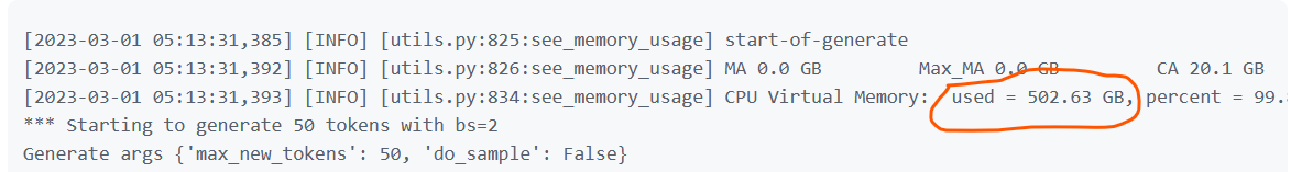 [BUG] inference a 176 B bloom model and the process is killed . exits with return code = -9 ...
