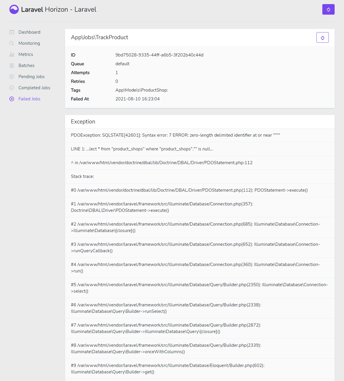 Horizon Cause An Invalid Sql Query Syntax Error 7 Error Zero Length Delimited Identifier At