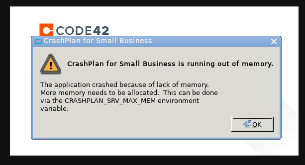 Message crashplan_max_mem too small · Issue #411 · jlesage/docker-crashplan-pro · GitHub