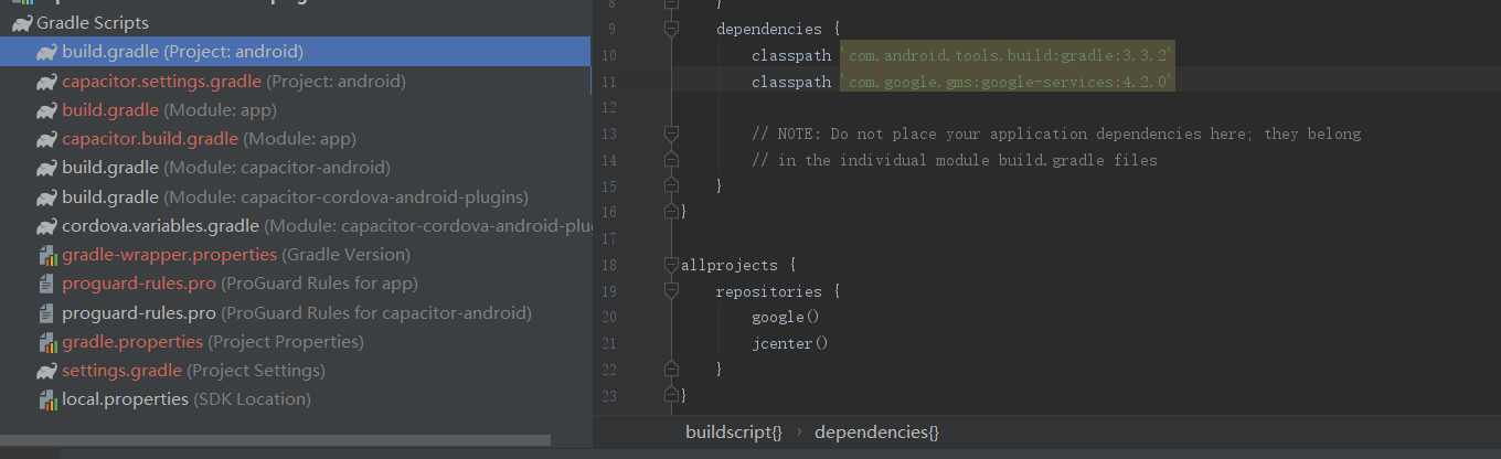 bug: I meet the AS exceptions.LocationAwareException: Execution failed for task ':capacitor ...