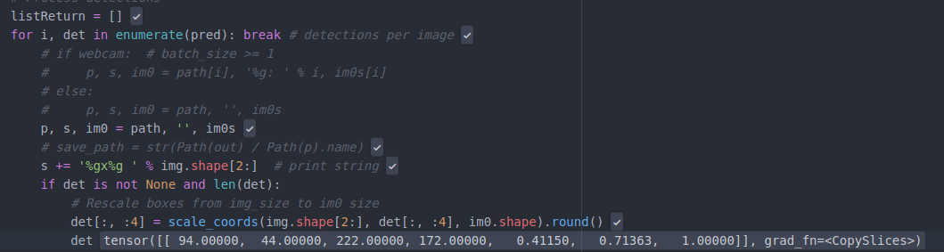 Return the coordinate with json format after detect single image ...