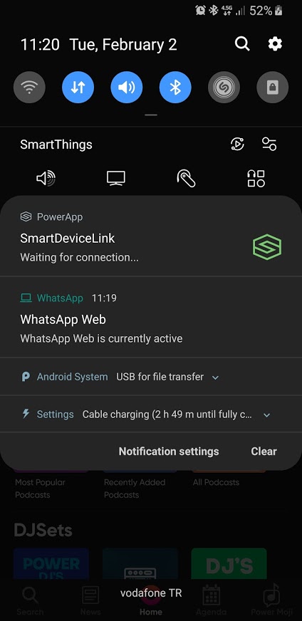 SDL "Waiting for connection" notification not disappearing while connected to non SDL BT devices ...