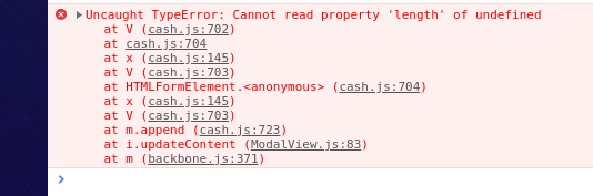 modal close : Uncaught TypeError: Cannot read property 'length' of undefined at V (cash.js:702 ...