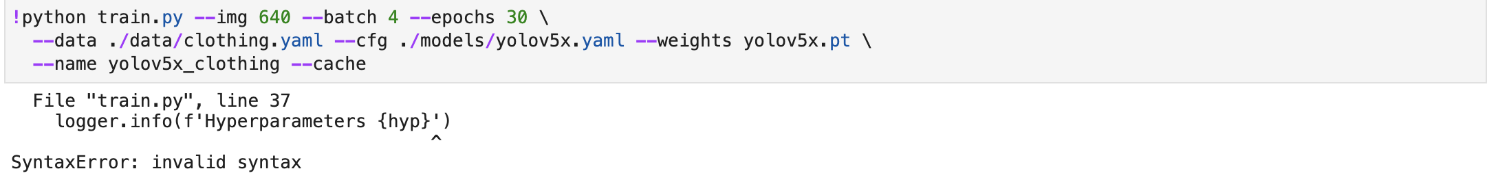 SyntaxError Invalid Syntax Issue 962 Ultralytics yolov5 GitHub