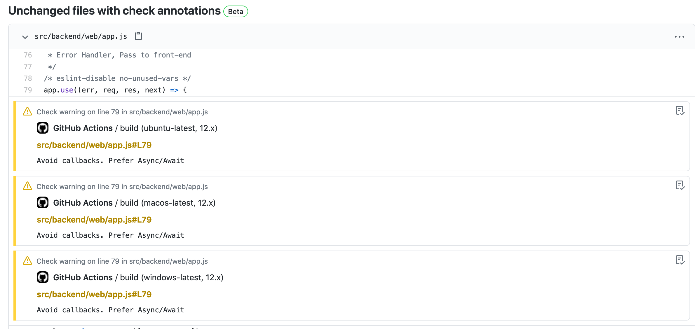 GitHub Actions is triple-reporting lint issues · Issue #1336 · Seneca-CDOT/telescope · GitHub