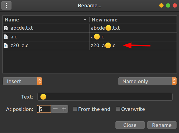 Insert operation is buggy when length of file name is 1 · Issue #45 · linuxmint/bulky · GitHub