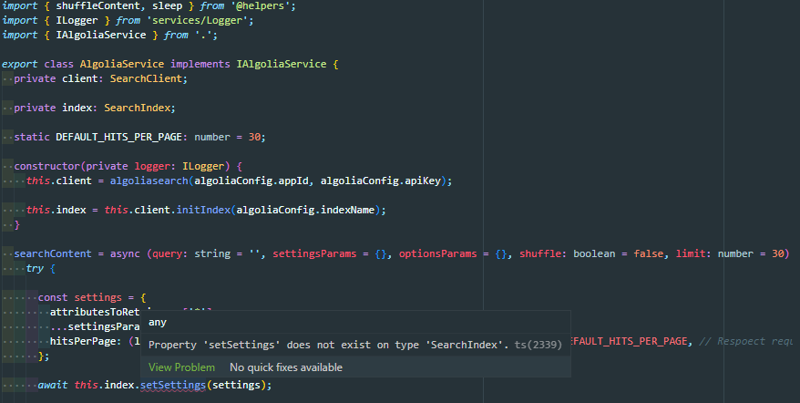 TypeScript: missing SearchIndex methods (setSettings, saveObject, deleteObject) · Issue #1403 ...