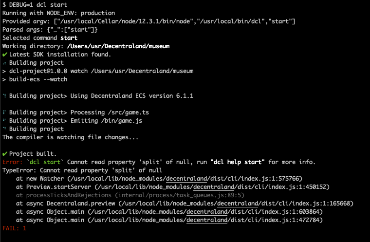 `dcl start` fails to run on clean macosx install with node 12 · Issue #433 · decentraland/cli ...