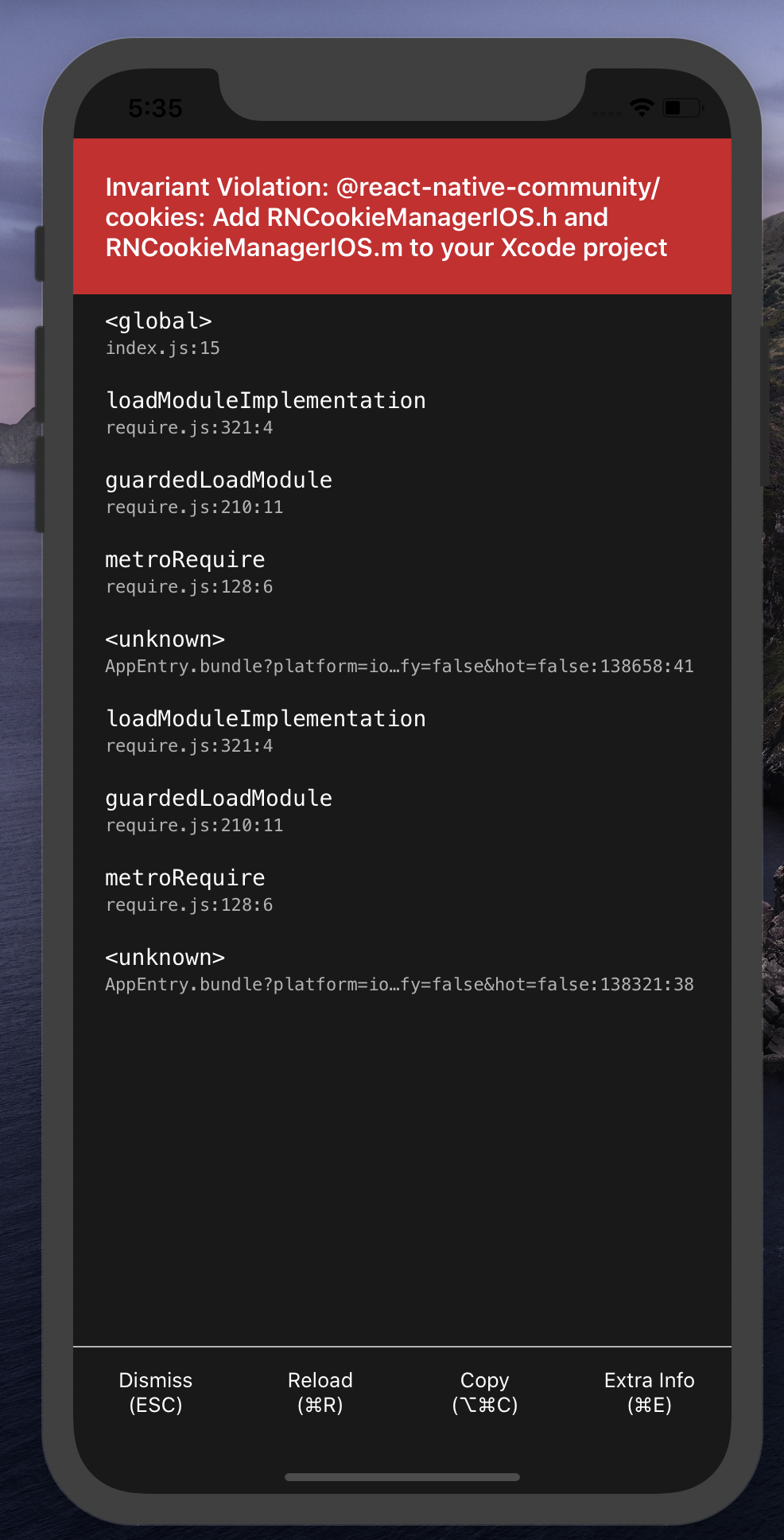 Invariant Violation React Native Communitycookies Add Rncookiemanageriosh And 