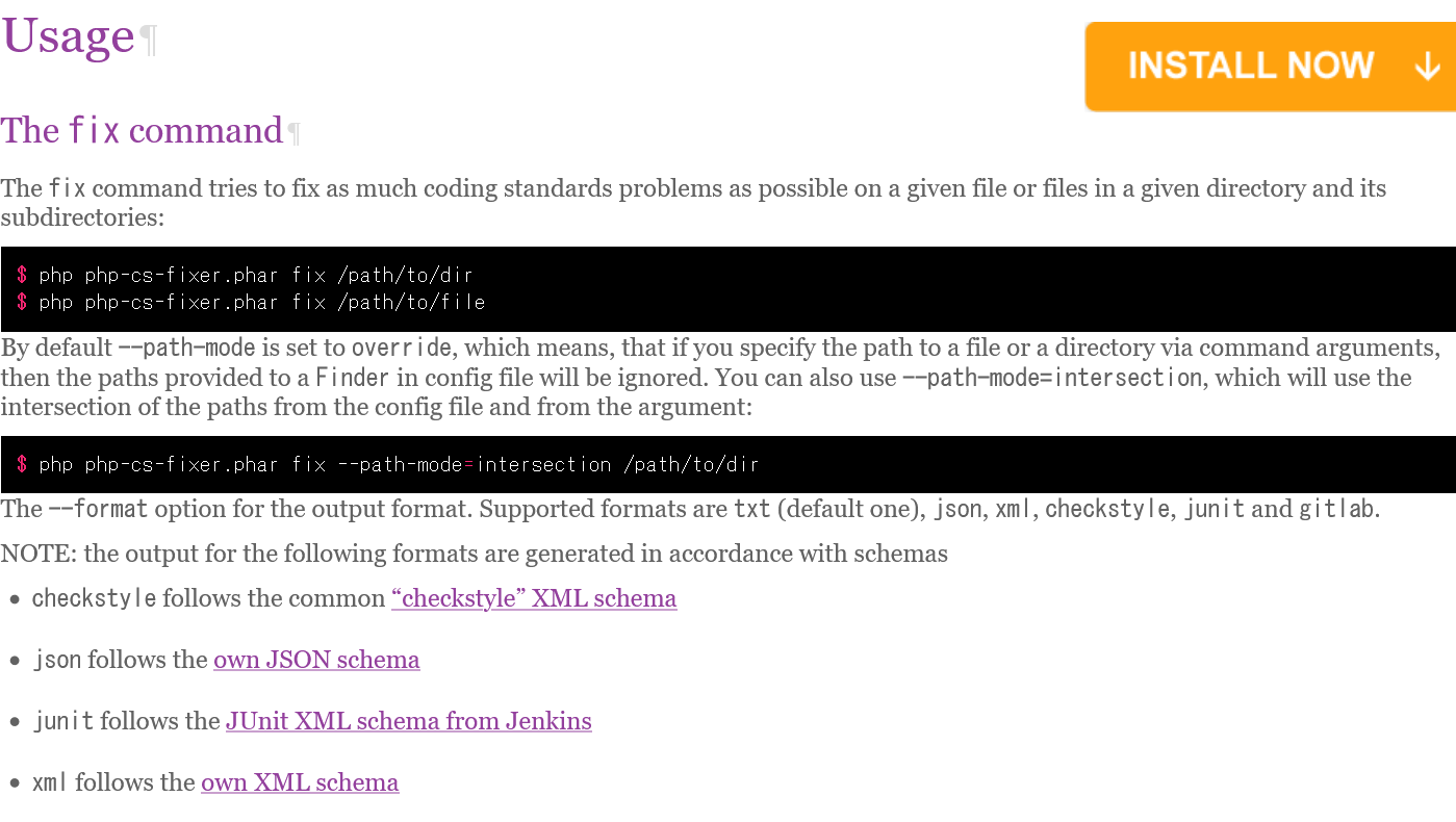at documentation, schema url link is broken - /doc/usage.html · Issue #5860 · PHP-CS-Fixer/PHP ...