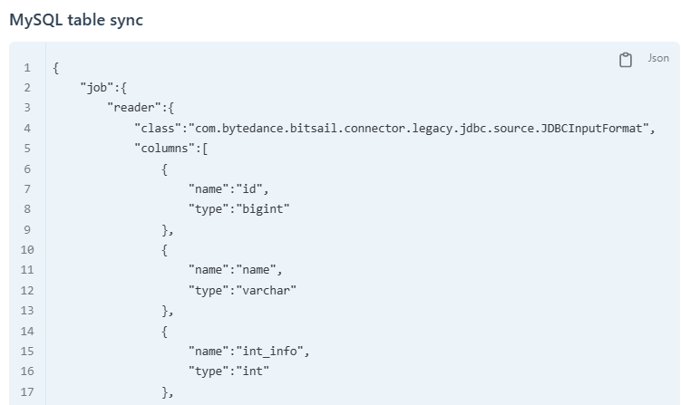 [BitSail][Docs] code highlight error in JDBC Connector example · Issue ...