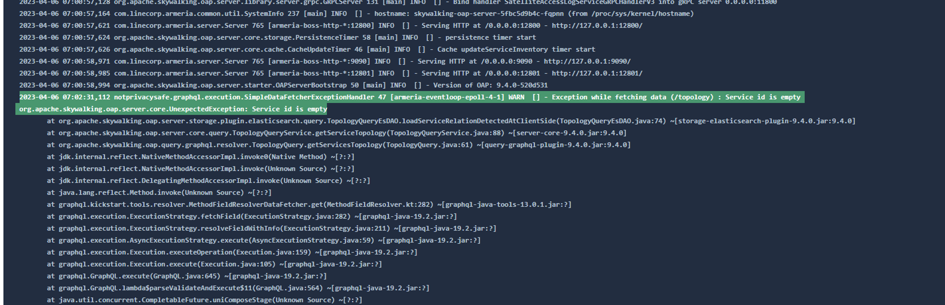 notprivacysafe.graphql.execution.SimpleDataFetcherExceptionHandler 47 [armeria-eventloop-epoll-4 ...