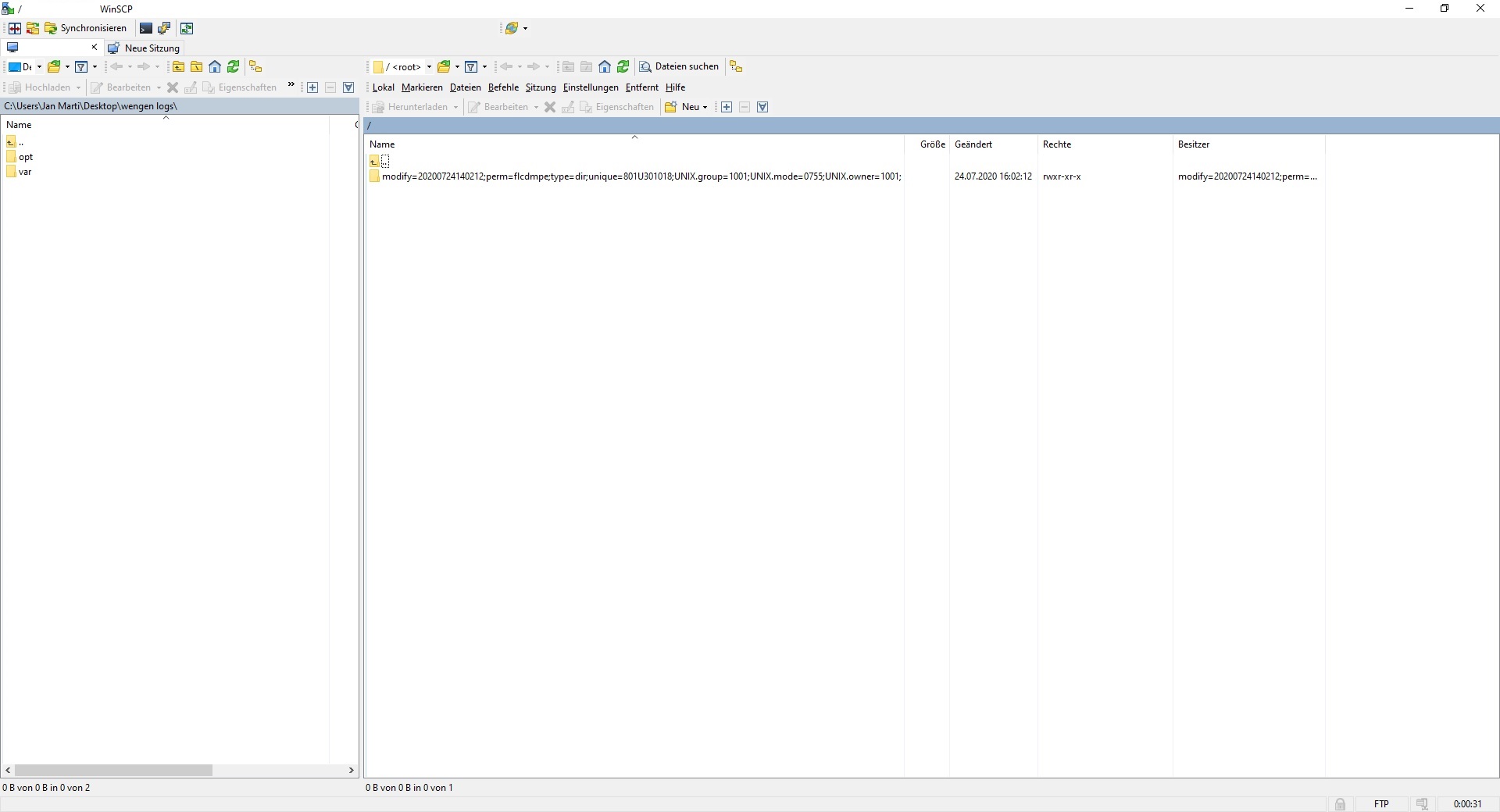 Strange directory in proftpd folder, will be shown on both clients WinSCP and FileZilla ...