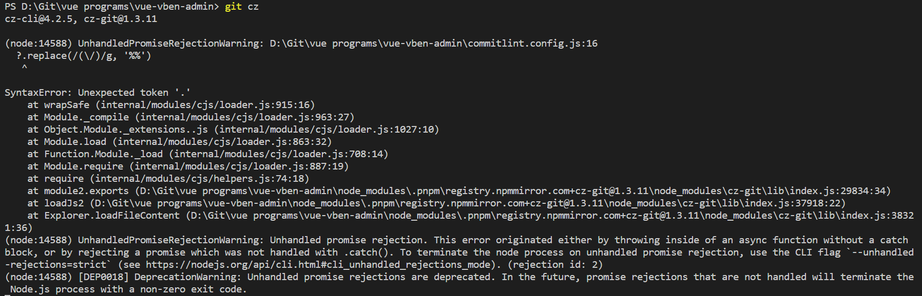Unhandledpromiserejectionwarning · Issue 2230 · Vbenjsvue Vben Admin · Github 