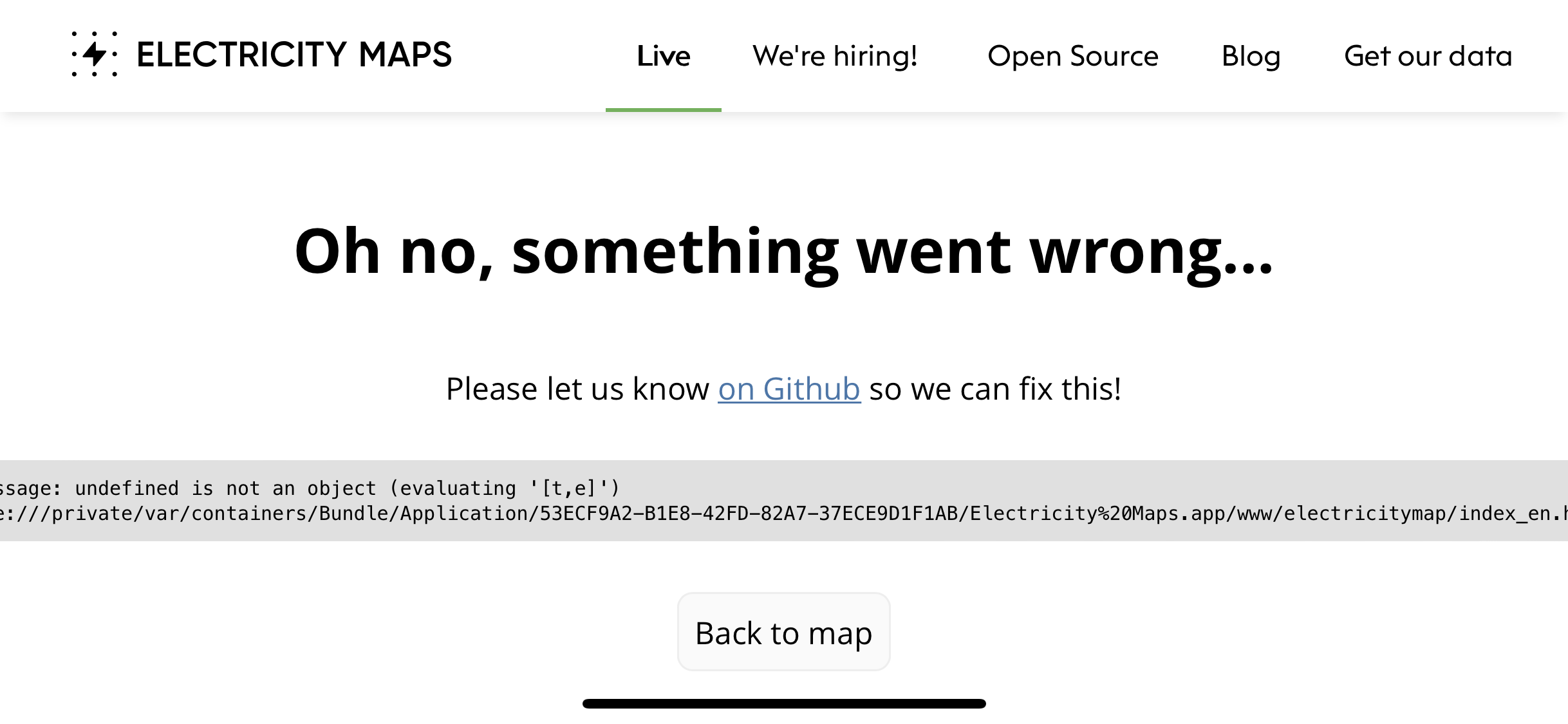 App bug at startup · Issue #4537 · electricitymaps/electricitymaps ...