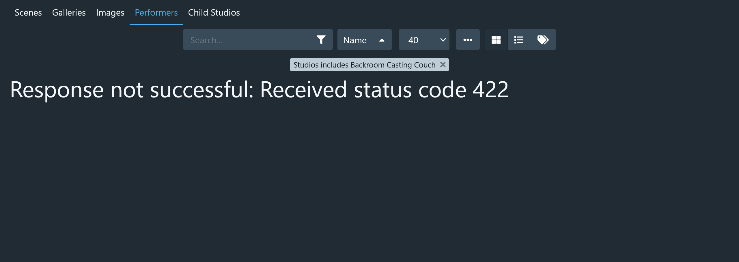 [Bug Report] Performer Studio Includes Filter is broken · Issue #1482 · stashapp/stash · GitHub