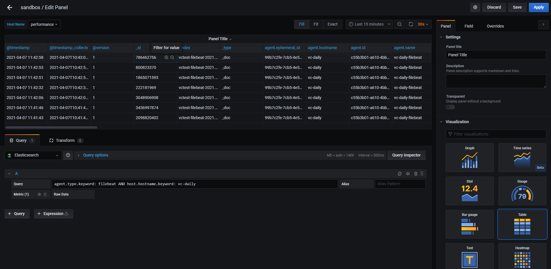 Table Panel Filter For Value Cell Not Working On Elasticsearch Datasource · Issue 32746 