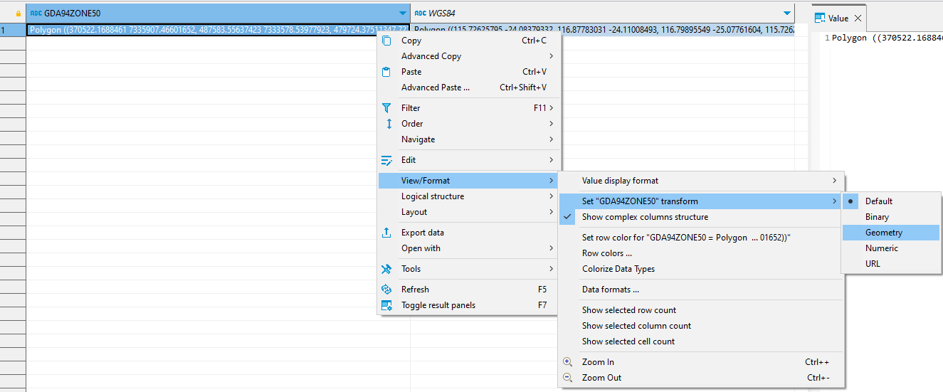 Spatial viewer defaults to EPSG:4326 when first setting geometry ...