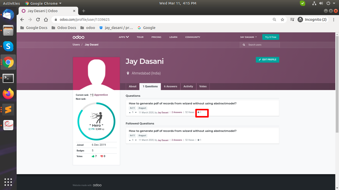 Badges are not appearing in my account. · Issue #47370 · odoo/odoo · GitHub