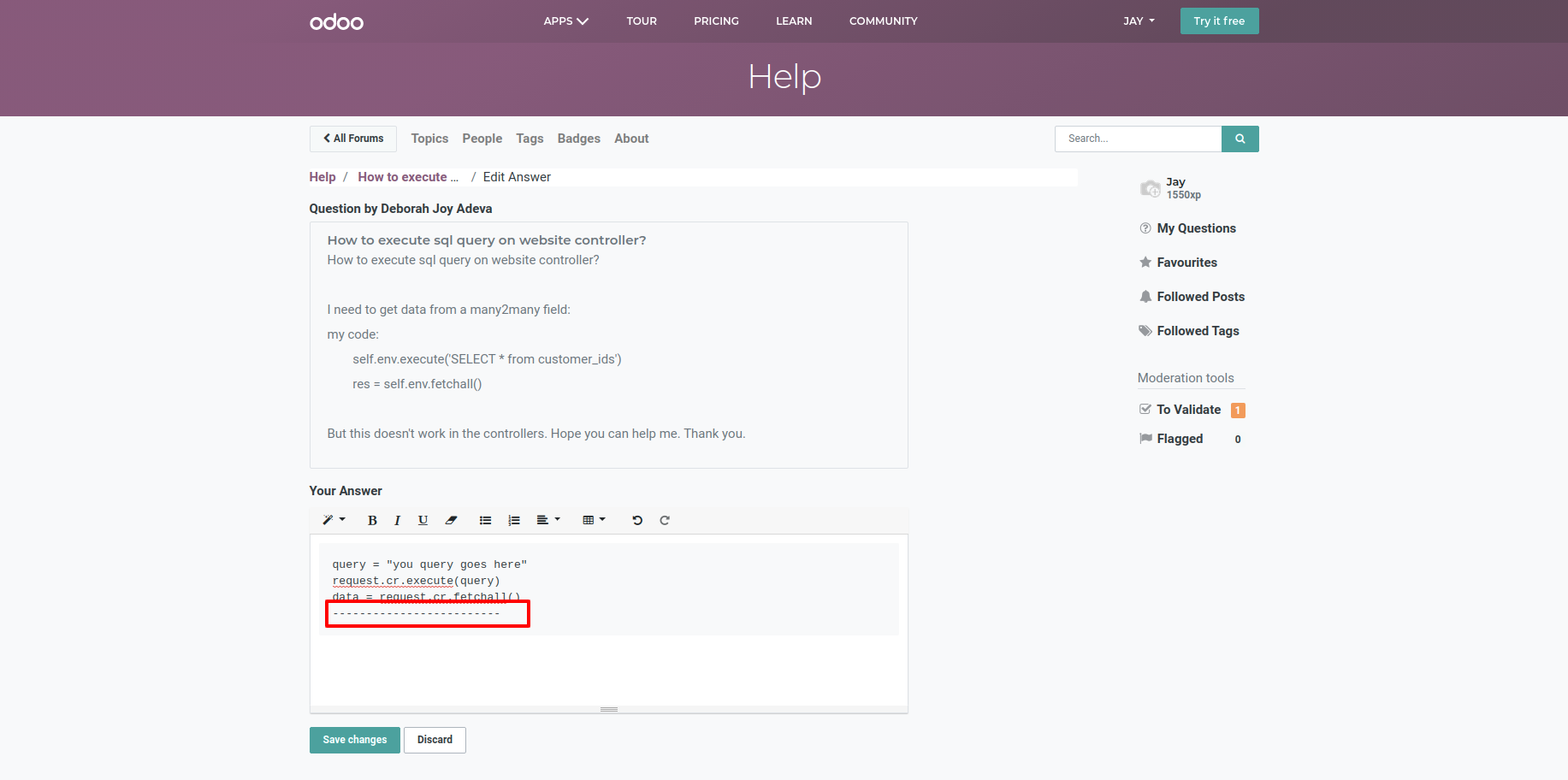 Anyone Can Edit Anyones Answer In Odoo Forum · Issue 52201 · Odooodoo · Github