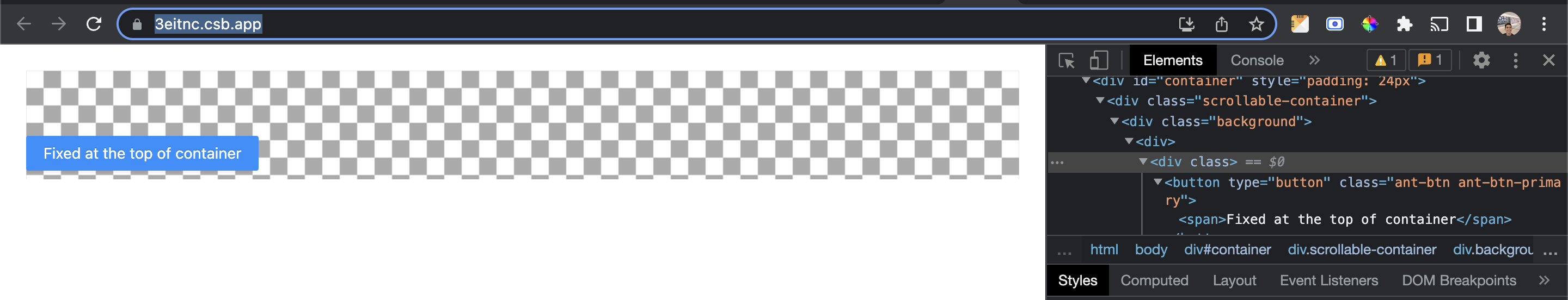 Antd Affix classname inconsistent issue when using offset bottom 0 or offset bottom 10 · Issue ...