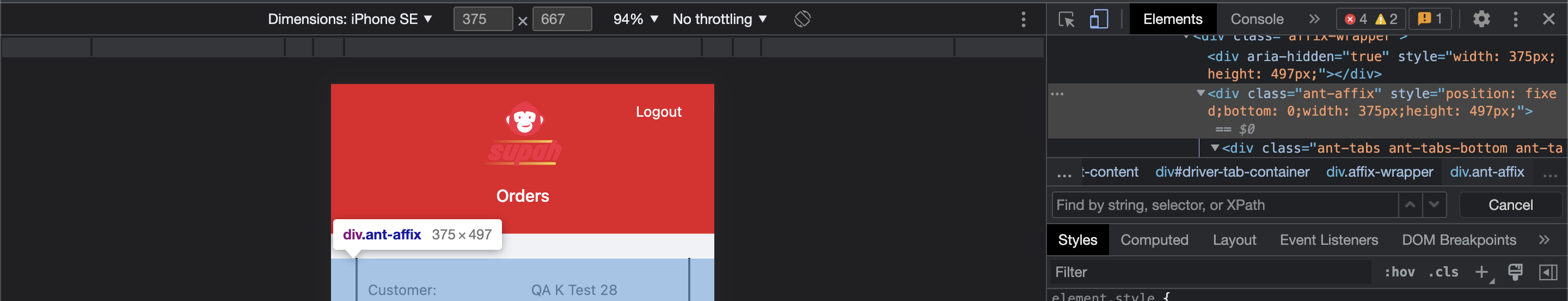 Antd Affix classname inconsistent issue when using offset bottom 0 or offset bottom 10 · Issue ...