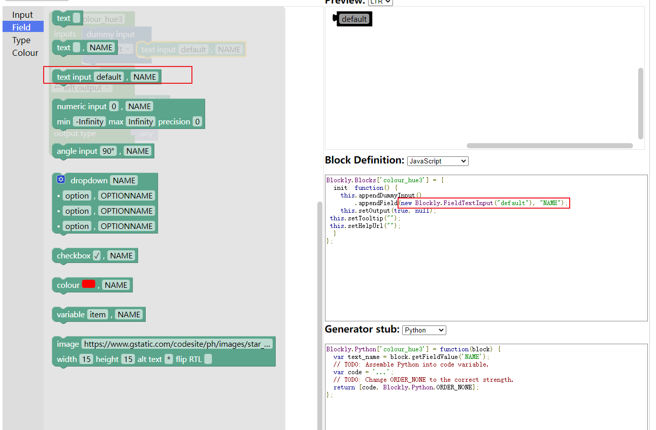 /demos/block factory lack of Multiline Text filed · Issue #7206 · google/blockly · GitHub