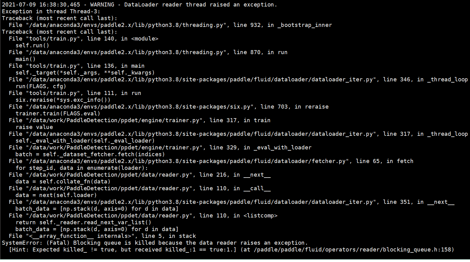 训练时 加上--eval后报错 · Issue #3653 · PaddlePaddle/PaddleDetection · GitHub