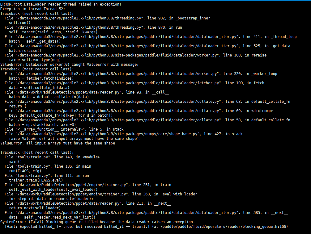 训练时 加上--eval后报错 · Issue #3653 · PaddlePaddle/PaddleDetection · GitHub