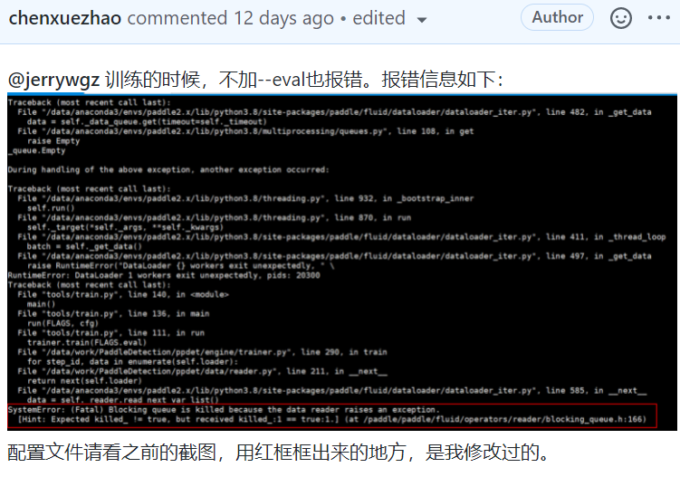 训练时 加上--eval后报错 · Issue #3653 · PaddlePaddle/PaddleDetection · GitHub