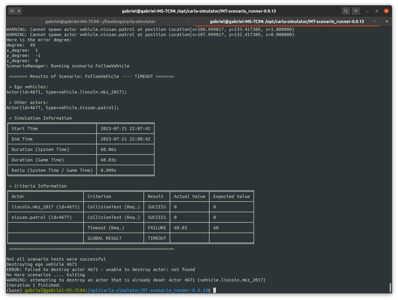 Bug Report: Collision Not Detected When Spawning Actor with 'spawn' Function at Ego Vehicle's ...