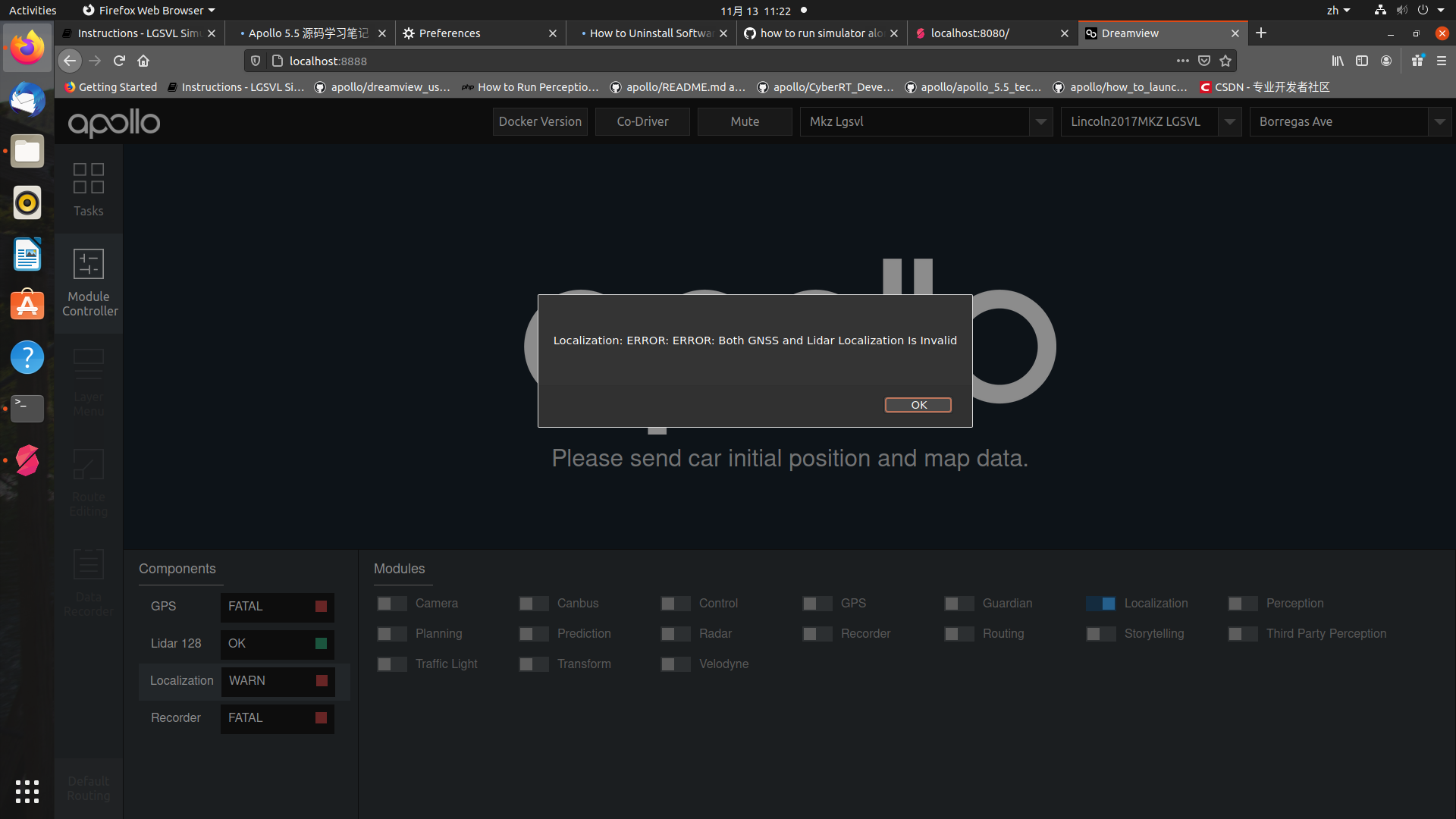 Please help: Apollo Dreamview not start properly · Issue #12978 · ApolloAuto/apollo · GitHub