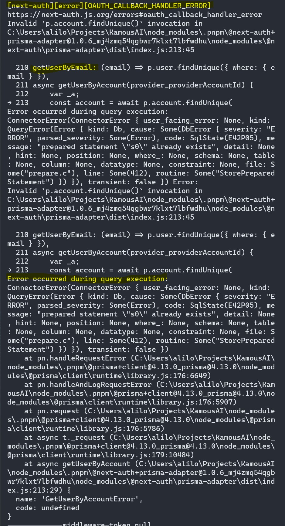 OAUTH_CALLBACK_HANDLER_ERROR wtih Prisma adapter · nextauthjs next-auth · Discussion #7368 · GitHub