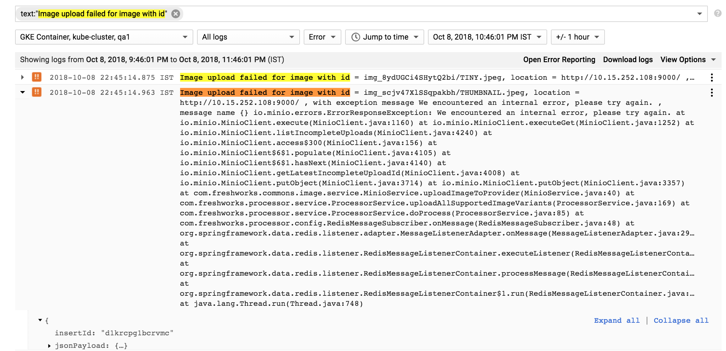 Io Minio Errors Errorresponseexception Exception Is Being Thrown When I M Doing An Image