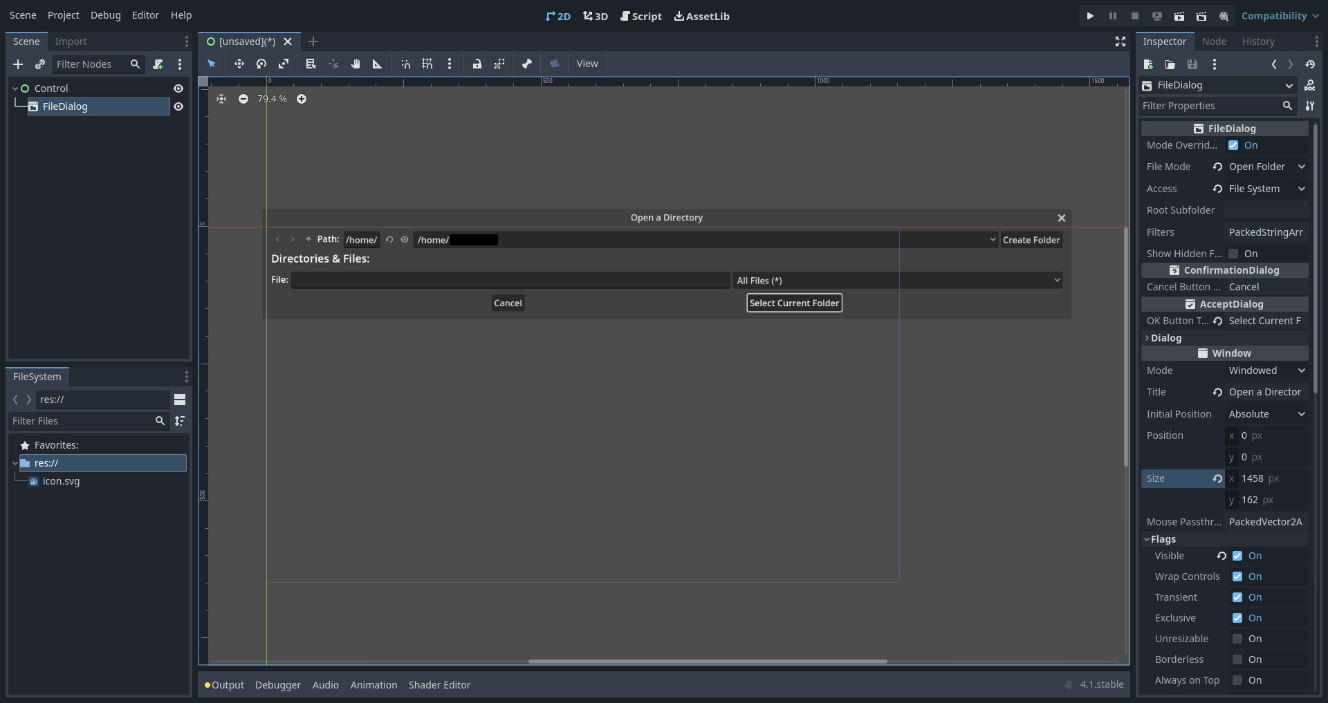 FileDialog with File System chosen for Access has a far too large ...