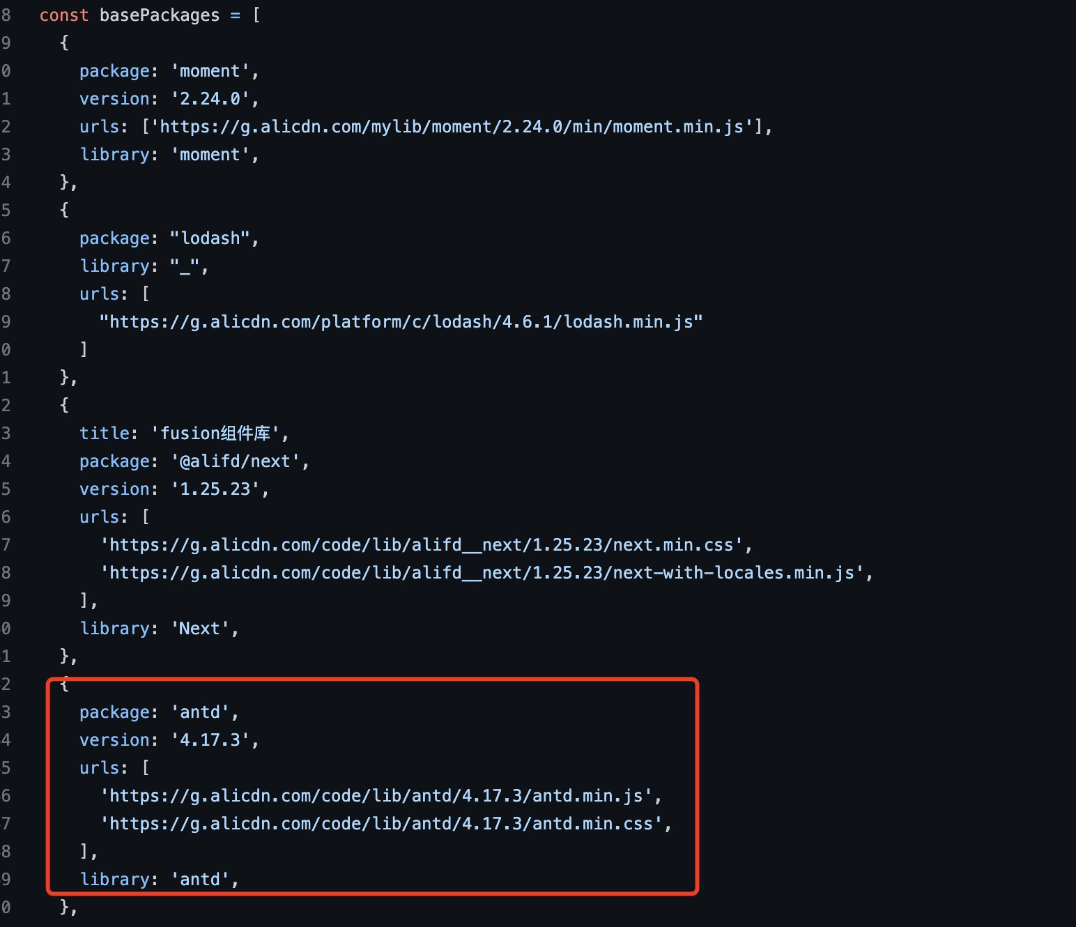 build-plugin-lowcode /templates/index.jsx 文件的 basePackages的 antd固定为4.17 ...