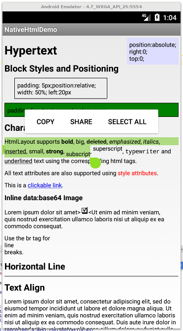 selectable text to use Android ActionMode dont work · Issue #7 ...