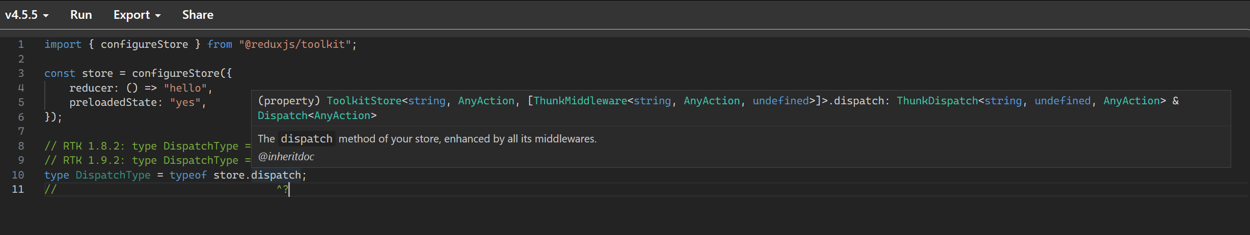 Issues With `store Dispatch` Types And `createasyncthunk` After Upgrading To 1 9 2 · Issue 3163