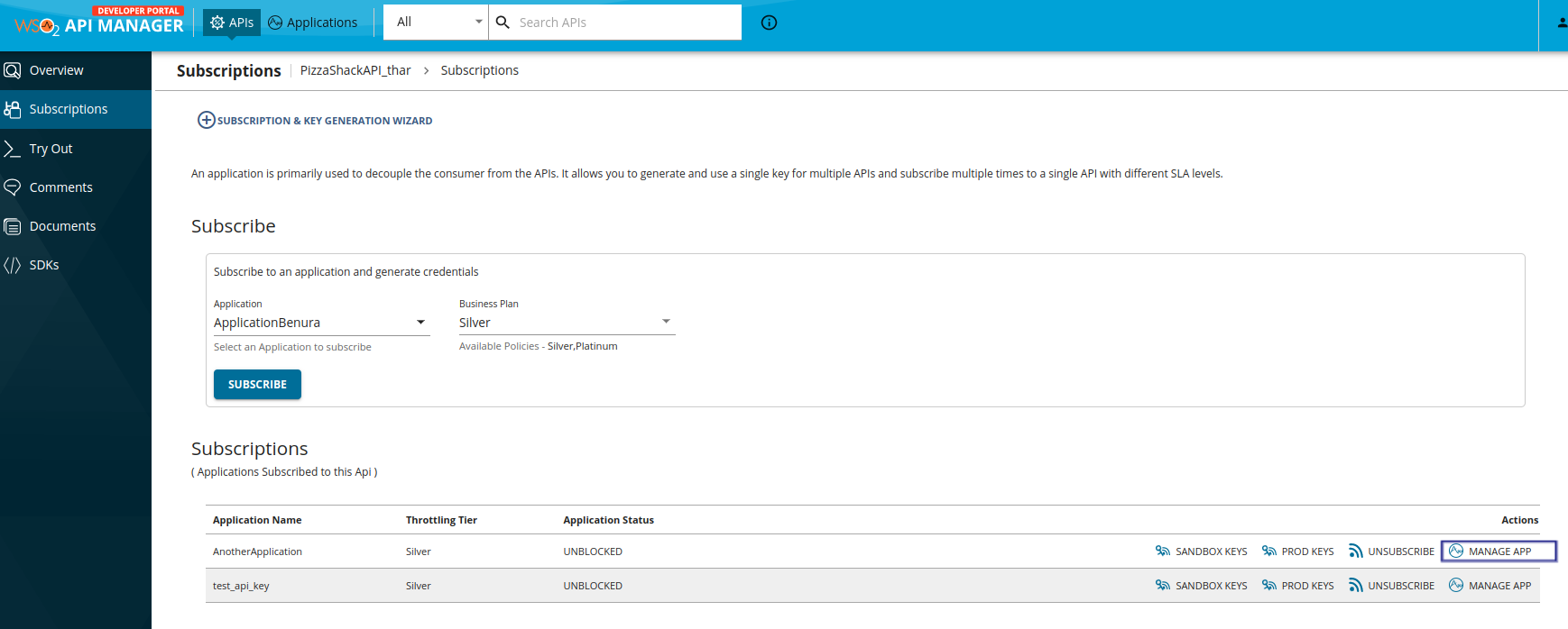 'MANAGE APP' button in Devportal is in not working. · Issue #1353 ...