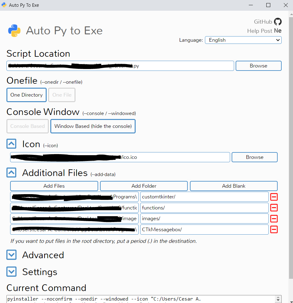 I have a problem when using Auto-py-to-exe, this is a recurring error ...