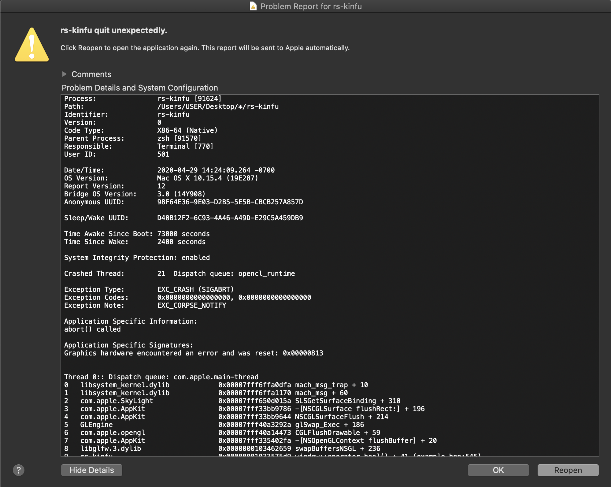 Rs Kinfu Crashes On Launch · Issue 6371 · Intelrealsenselibrealsense 