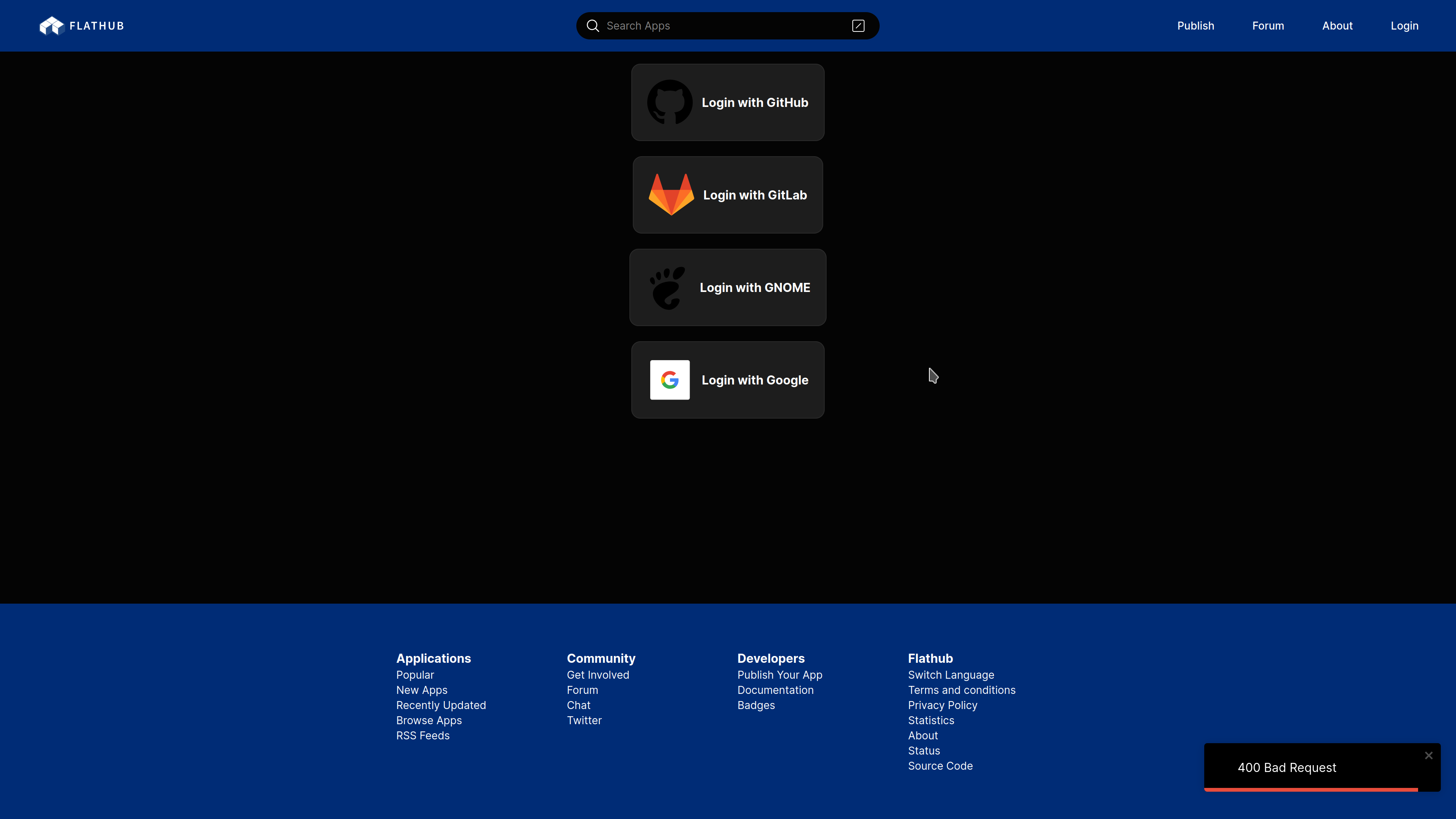 All methods of authentication are broken. · Issue #957 · flathub-infra/website · GitHub
