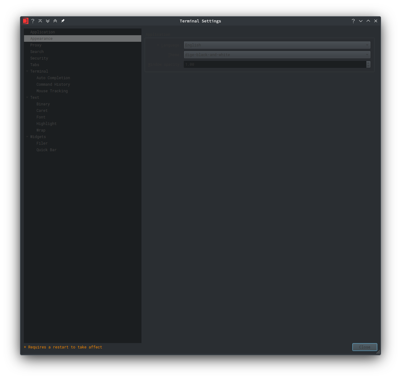 All themes except `dige-black` use black text on dark background in non-terminal GUI. · Issue ...