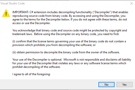 Accepting The Decompiler Agreement Permanently · Issue 4296 · Dotnet