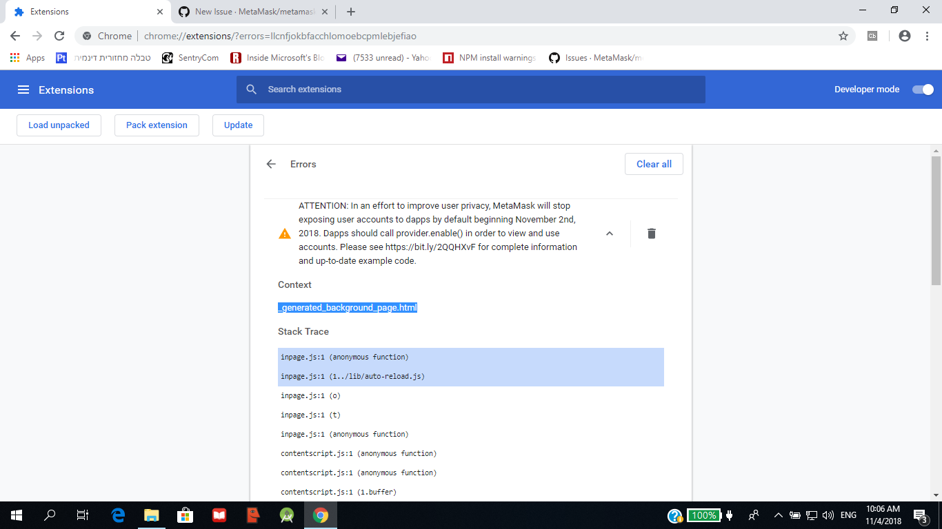chrome://extension - load unpacked metamask extension shows an error in _generated_background ...